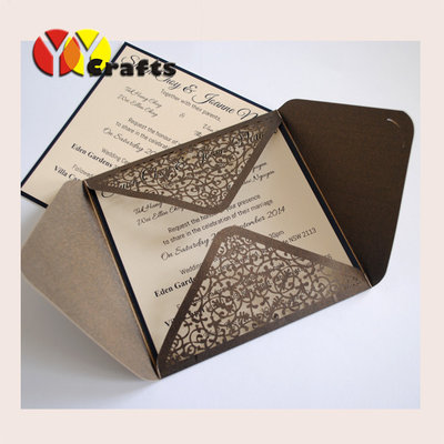 Royal Brown Wedding Invitation Card  Four Flaps With Envelopes