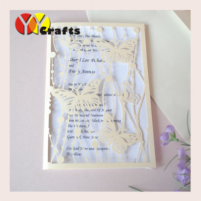 Hot sale butterfly shape invitation card , folding wedding invitation card