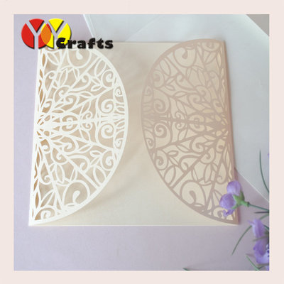 Gatefold lovely wedding invitation card laser cut square design