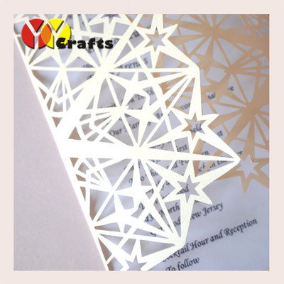 Lucky star wholesale wedding invitation card pearl paper ivory color