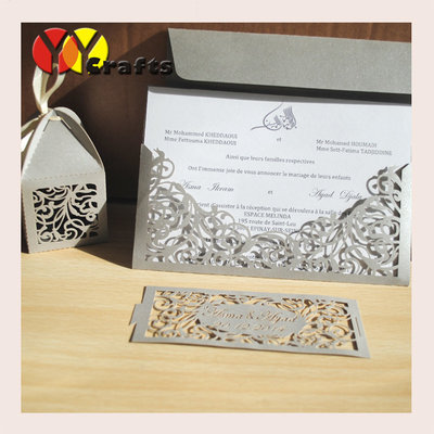 Printable Silver Wedding Invitation Cards Rhinestone And Buckle