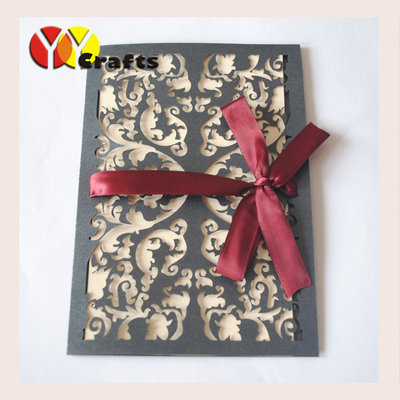 Moq 100pcs wedding decoration arabic style various colors invitations card paper with ribbon