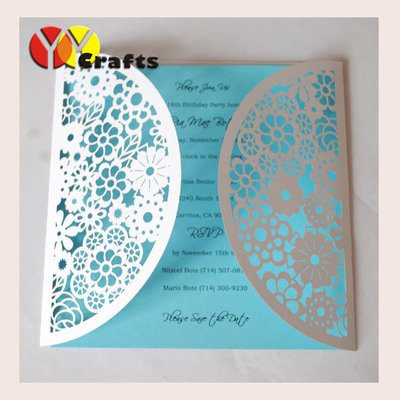 Paper lace floral wedding and festival invitation cards and handmade greeting cards with the bow