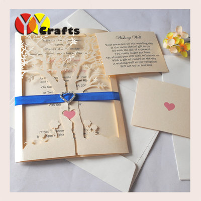 wedding invitation card Latest Unique Design Elegant Tree Laser Cut Wedding Invitations in ivory