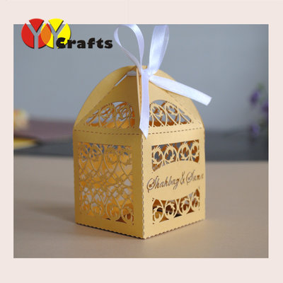 5*5*8.5cm Laser Cut Wedding Favour Boxes with Free ribbon From YOYO crafts