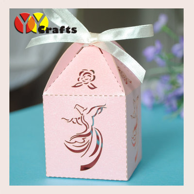 Pink wedding gift boxes laser cut dancer candy boxes for birthday party