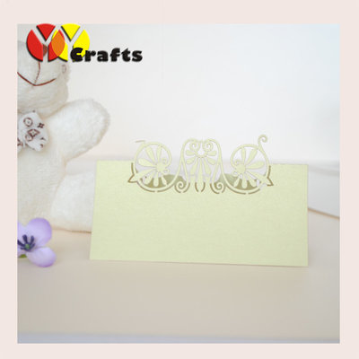 Lace Flower Wedding Table Place Cards Green , laser cut Table Seating Cards