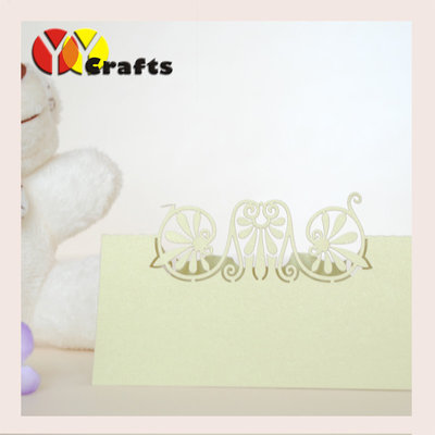 Lace Flower Wedding Table Place Cards Green , laser cut Table Seating Cards