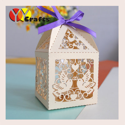 Sweet gift box paper candy box love bird design ivory wedding box