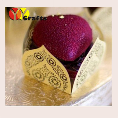 Light gold laser cut cupcake wrappers customed wedding candy bags for candy or mini cake