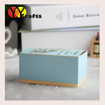 Luxury peacock wedding gift packing box with laser cutting names logo