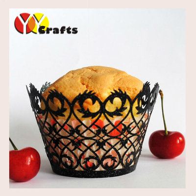 Fence cupcake wrappers orange color laser cut pearl paper wedding decoration cupcake wrappers