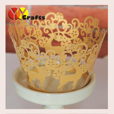 Reindeer Laser Cut Cupcake Wrappers for Christmas party hot sale red