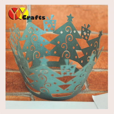 Christmas tree Laser Cut Cupcake Wrappers green color paper deoration