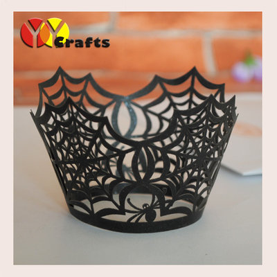 Halloween cobweb Laser Cut Cupcake Wrappers decorative black