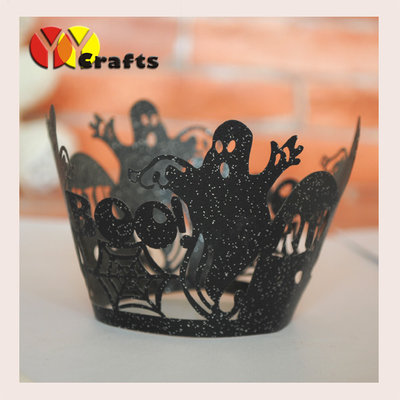 Lace bat design cupcake wraps black laser cut cupcake wrappers
