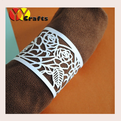 Romantic rose wedding decorative  fancy napkin rings laser cutting