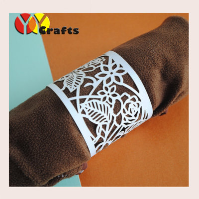 Romantic rose wedding decorative  fancy napkin rings laser cutting