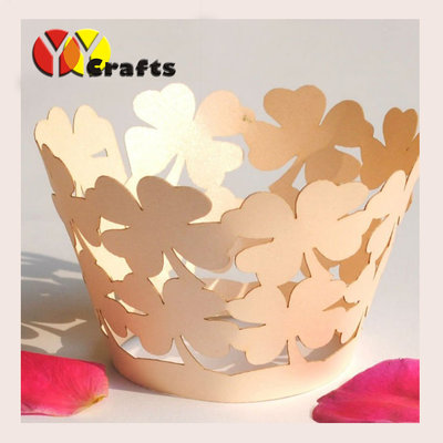 Wedding decoration cupcake wrappers pearl paper laser cut lace cupcake wrappers