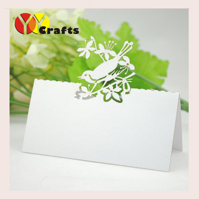 Laser Cut Wedding Place Cards pearl , paper Table Place Card Love Bird Free Logo