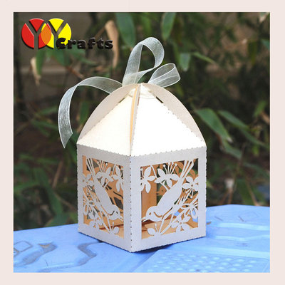 Wedding Chocolate Favor Boxes Free Ribbon Small Ivory Bird Shape Custom Size And Color