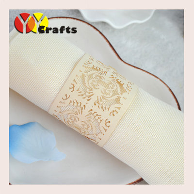 Laser cut light gold wedding napkin rings pearl paper made for birthday celebration