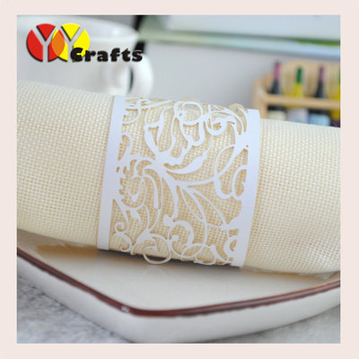 Lace paper napkin rings for wedding party decorations , flower napkin ring