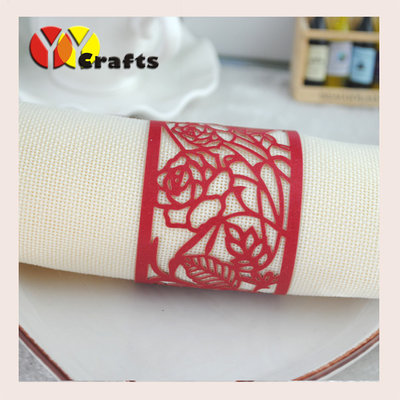 Handmade  red Wedding Napkin rings laser cut   for birthday