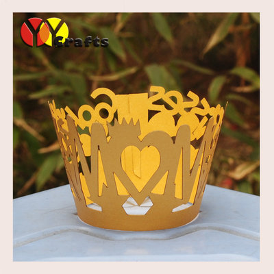 Laser Cut Cupcake Wrappers pink Happy mother's day party decoration laser cut cupcake wrappers from YOYO crafts