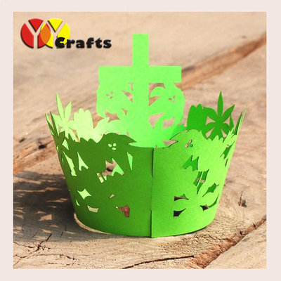 Cross shape eco friendly paper handmade fancy baptism cup cake holder