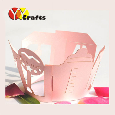 Baby Favors Laser Cut Cupcake Wrappers , Ivory Cupcake Liners