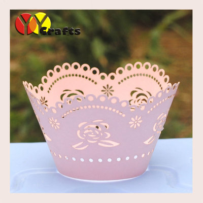 Laser Cut Cupcake Wrappers pink rose cupcake wrapper for party wedding birthday