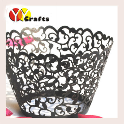 Pink laser cutting ivy vine cupcake wrappers flower branch lace cupcake wrapper