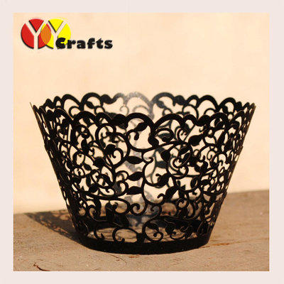 Pink laser cutting ivy vine cupcake wrappers flower branch lace cupcake wrapper