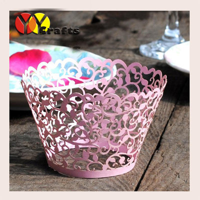 Laser Cut Cupcake Wrappers pink Laser cutting ivy vine cupcake wrappers flower branch lace cupcake wrapper for wedding