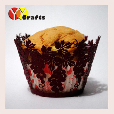 Delicate Laser Cut Cupcake Wrappers grape design for wedding birthday party