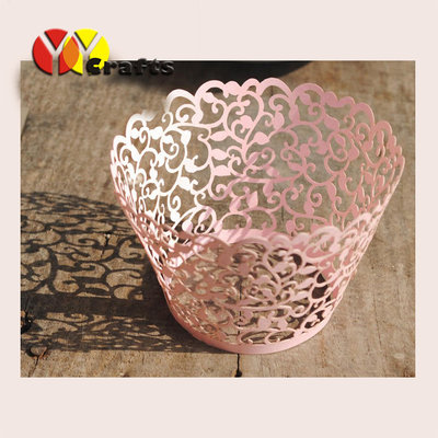 Flower branch laser cut cupcake wrappers metallic silver paper various colors