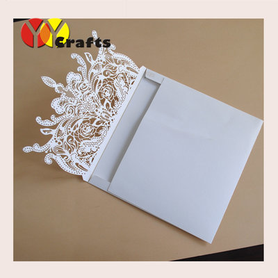White pearl paper laser cut elegant envelopes suit for all kinds invitation cards,decorated invitation cards