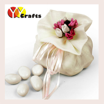Popular pink wedding candy bags handmade fancy organza candy packaging bags
