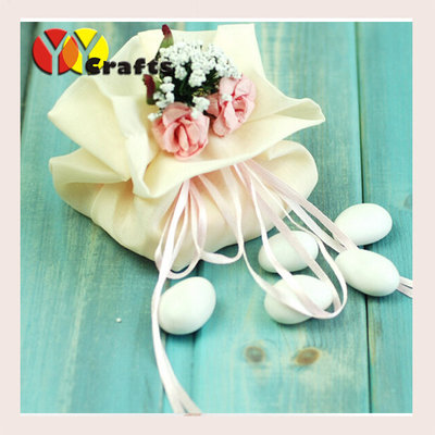 Popular pink wedding candy bags handmade fancy organza candy packaging bags