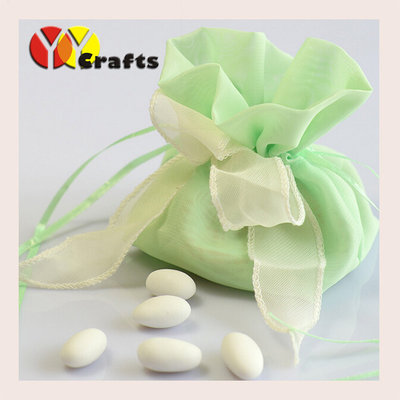 European style green wedding sweet bag with artificial flower ornaments