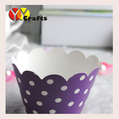Party Colorful Cupcake Wrappers Dot Greaseproof , Purple Cupcake Holders