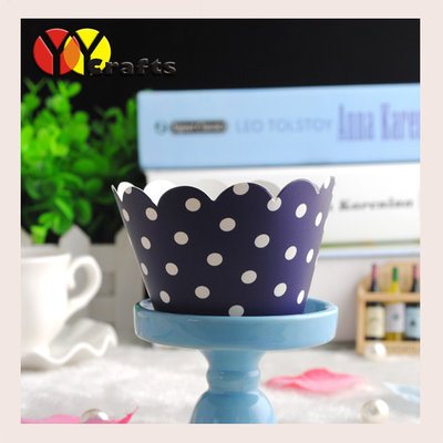 Blue dot color paper cupcake wrapper for wedding party cake decorations