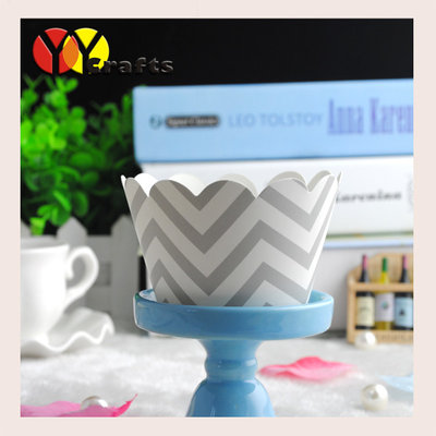 White And Grey Printing Cupcake Wrappers Colorful Waves For Birthday