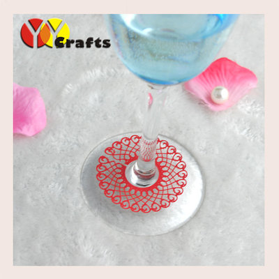 Laser cut paper fence design wine glass decoration for wedding party