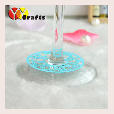 Paper laser cut Wine Glass Card wedding decoration butterfly on wine glass bottom