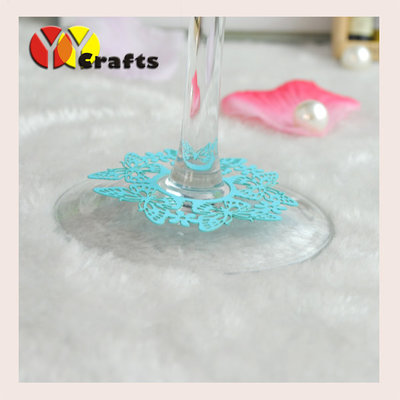 Laser cut wedding place card holders butterfly design name card for wine glass decoration