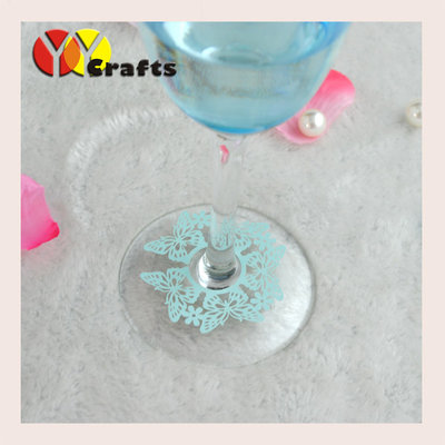Laser cut wedding place card holders butterfly design name card for wine glass decoration