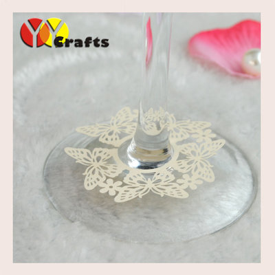 Laser cut wedding place card holders butterfly design name card for wine glass decoration
