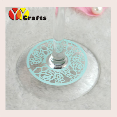 Personalized laser cut paper wine glass claims table decoration glass bottom claim